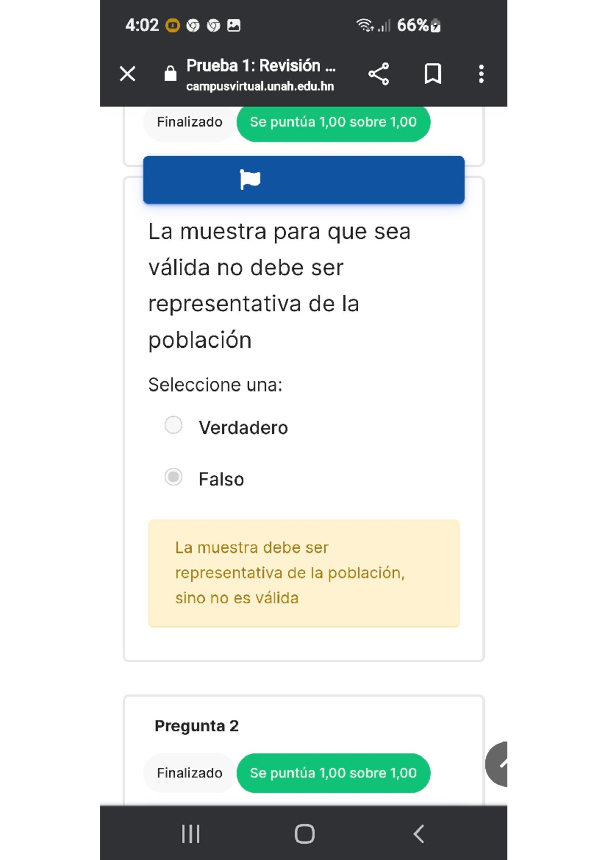 Prueba estadistica social 2023 - 4:02 O a 9 X Prueba 1: Revisión campusvirtual.unah.edu ...
