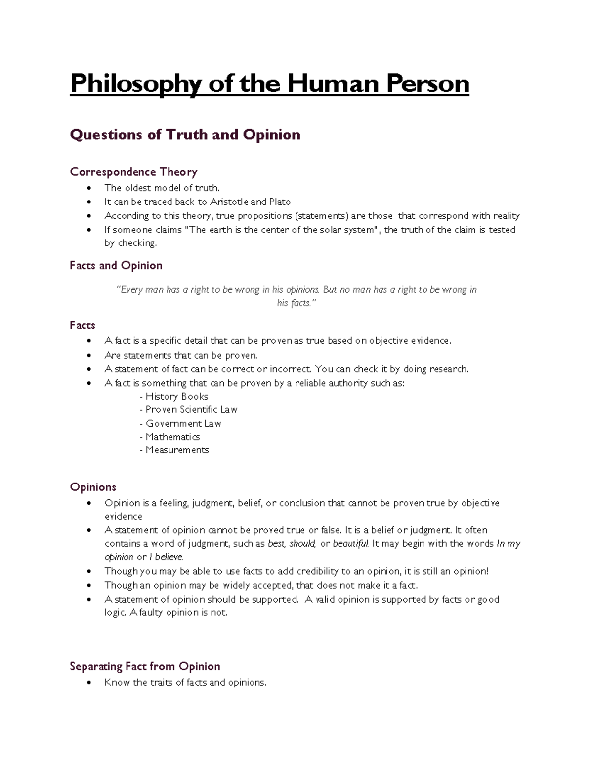 Philosophy of the Human Person - Philosophy of the Human Person ...