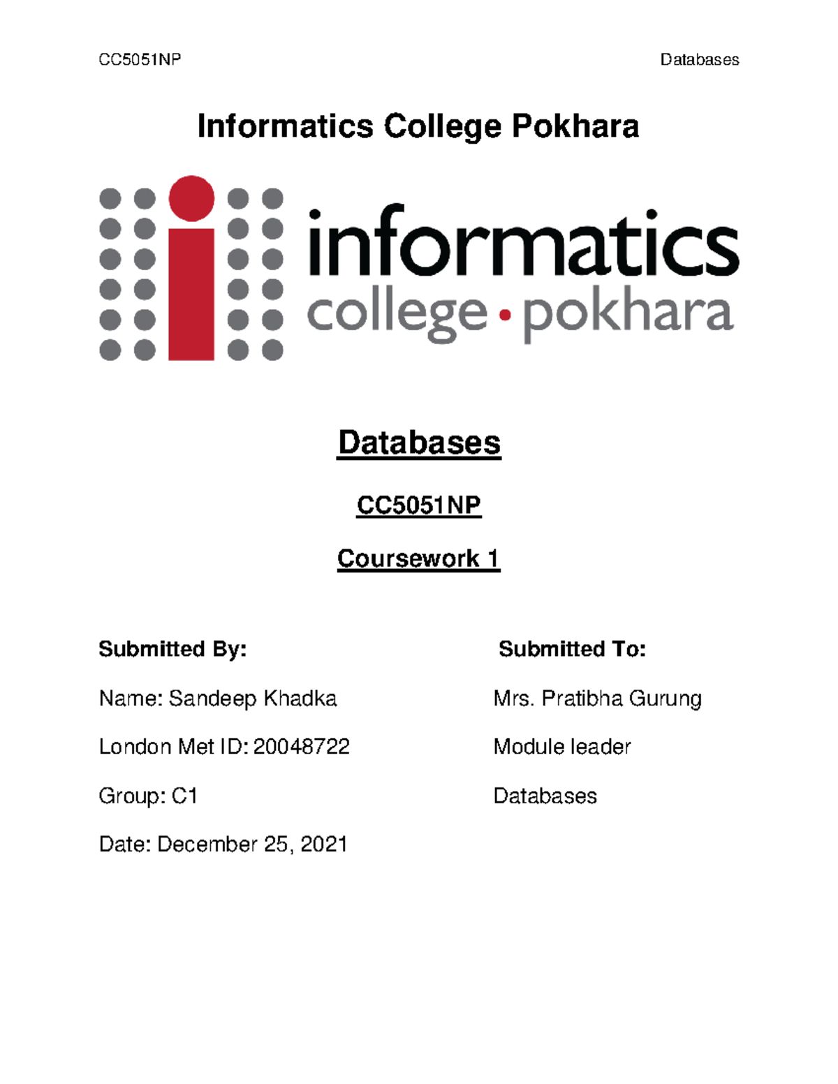 Sandeep khadka CC5051NP 2004 8722 - Informatics College Pokhara ...