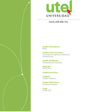 Formato Utel Tarea - ejercicio - Nombre de la materia Análisis y diseño ...