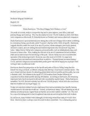 7-1 Final Project ENG 130 - Analysis of Take a Break! By Nicole Peluse ...