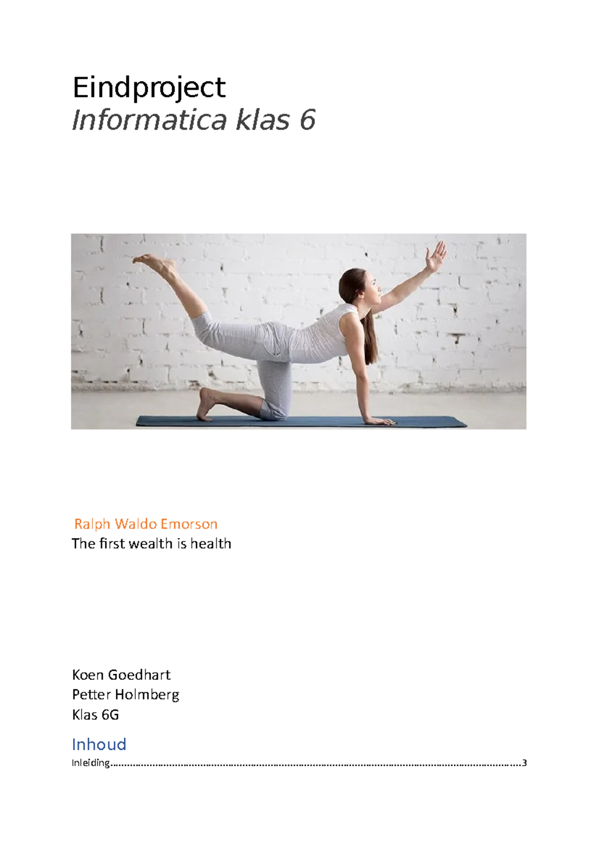 Info opdracht periode 3 - Eindproject Informatica klas 6 Ralph Waldo ...