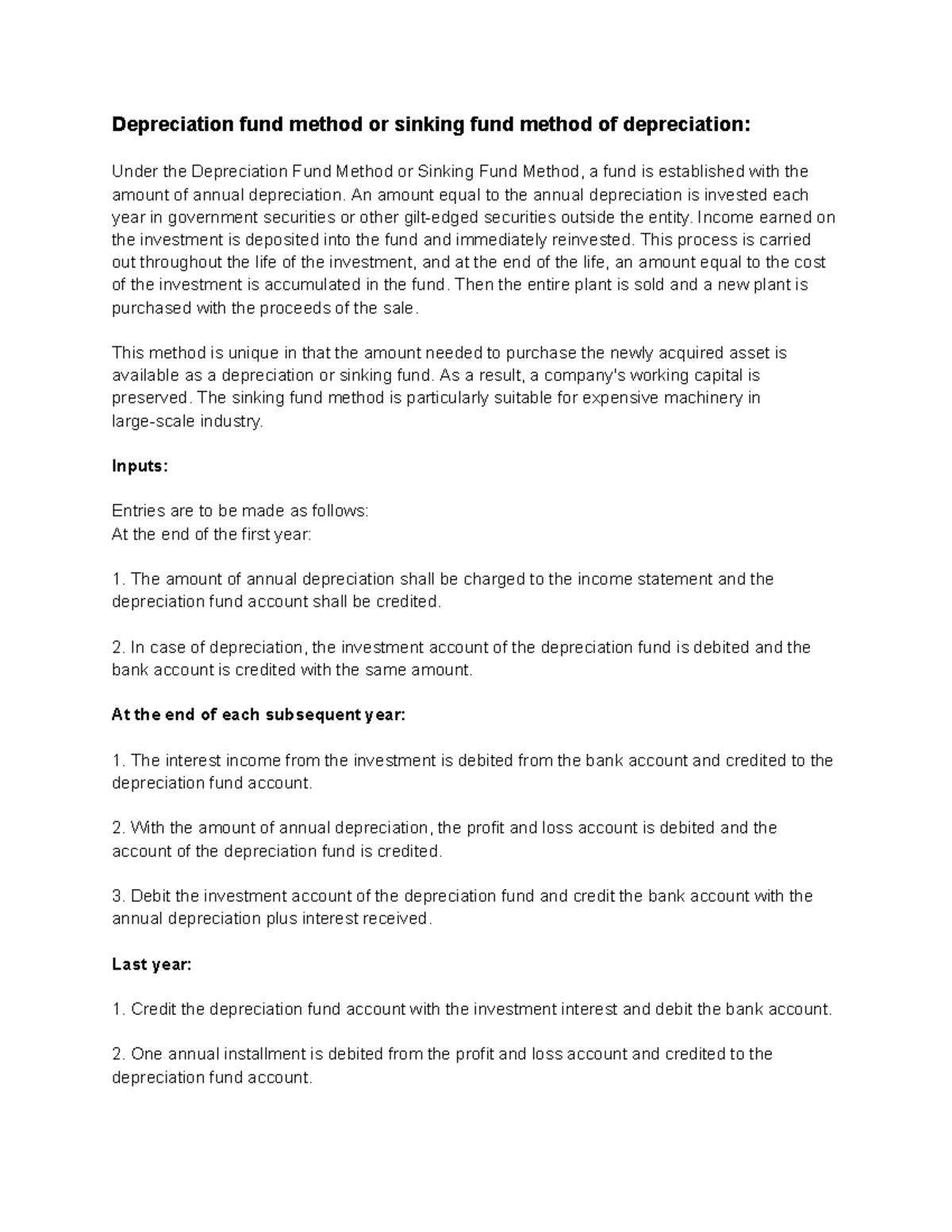 Depreciation fund method or sinking fund method of depreciation - An ...