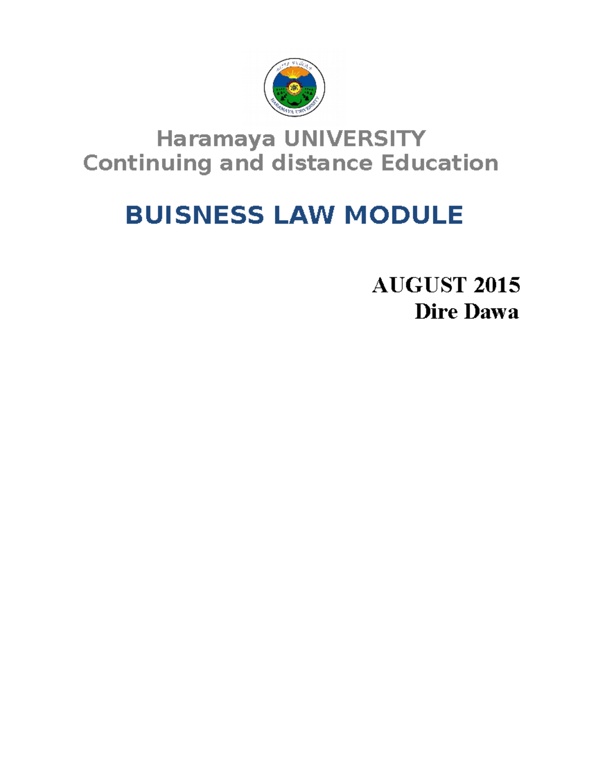 Business Law Module - BEST NOTE TO STUDY - Haramaya UNIVERSITY ...