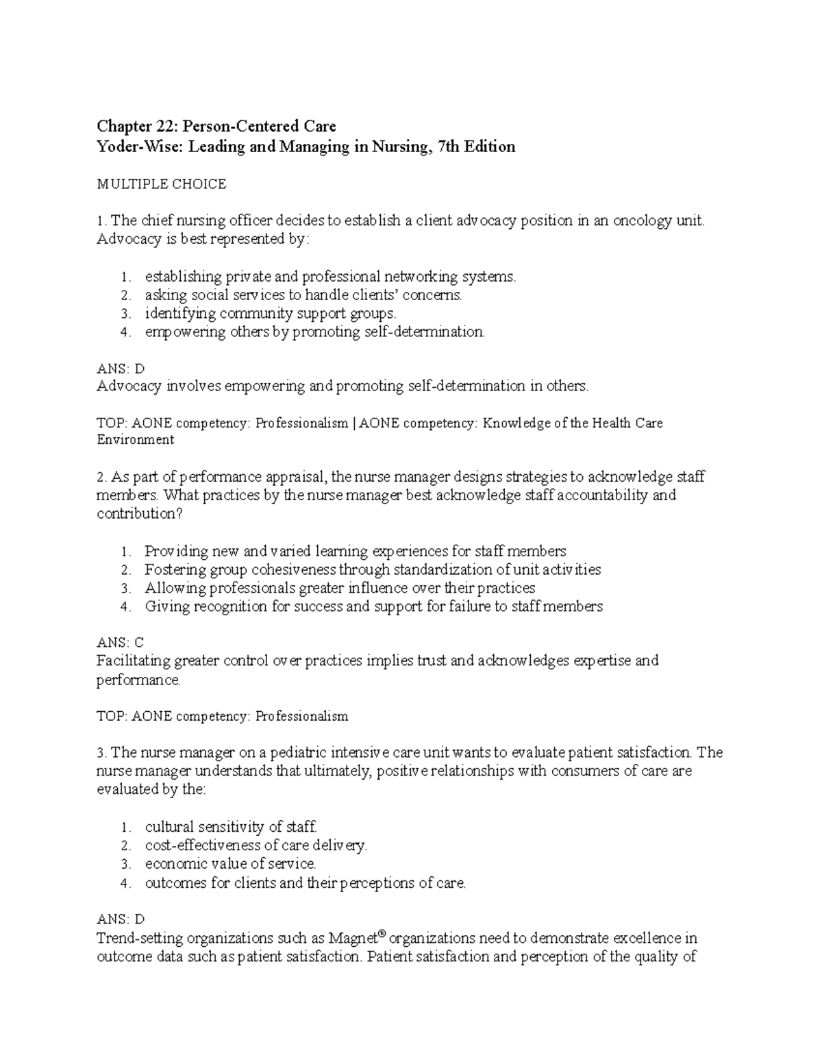 Patient centered care - lecture notes - Chapter 22: Person-Centered ...