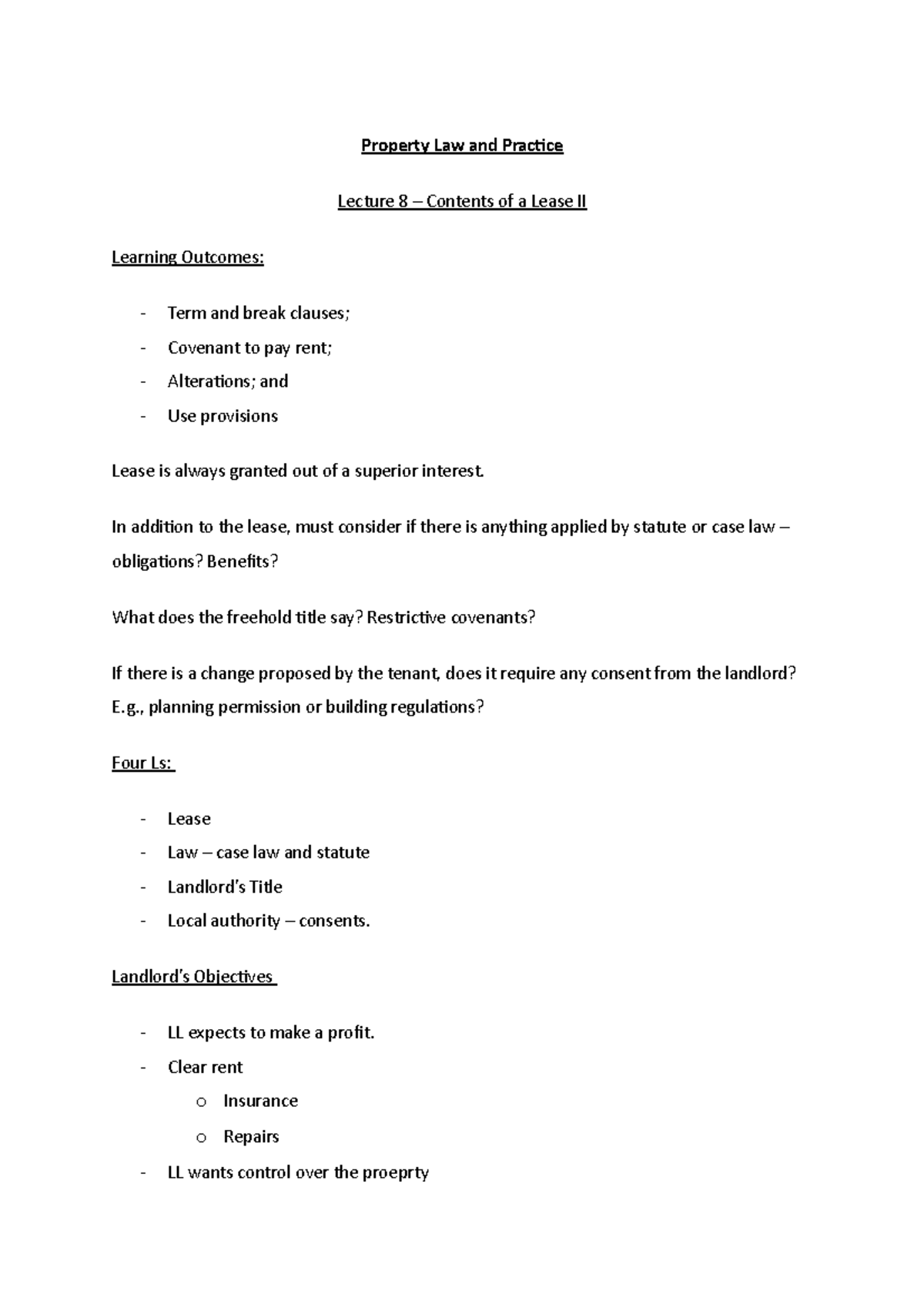 Property Law and Practice - Lecture 8 - Property Law and Practice ...