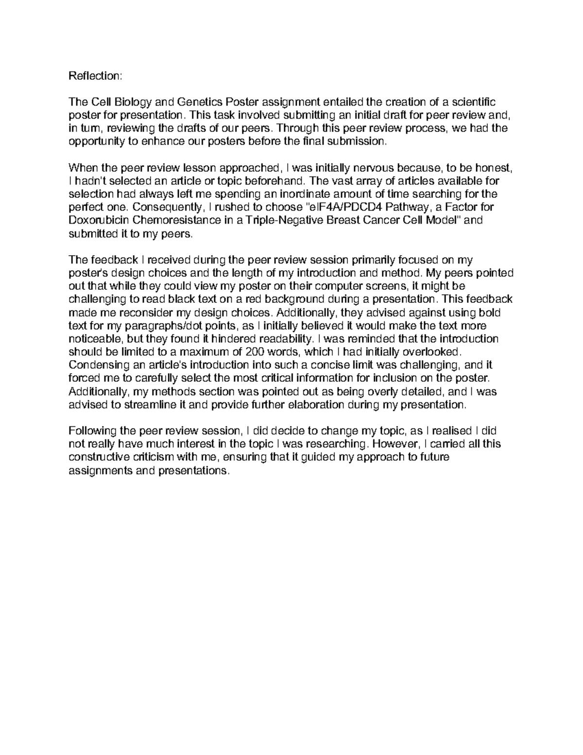 13905839 Reflection - Reflection: The Cell Biology and Genetics Poster ...