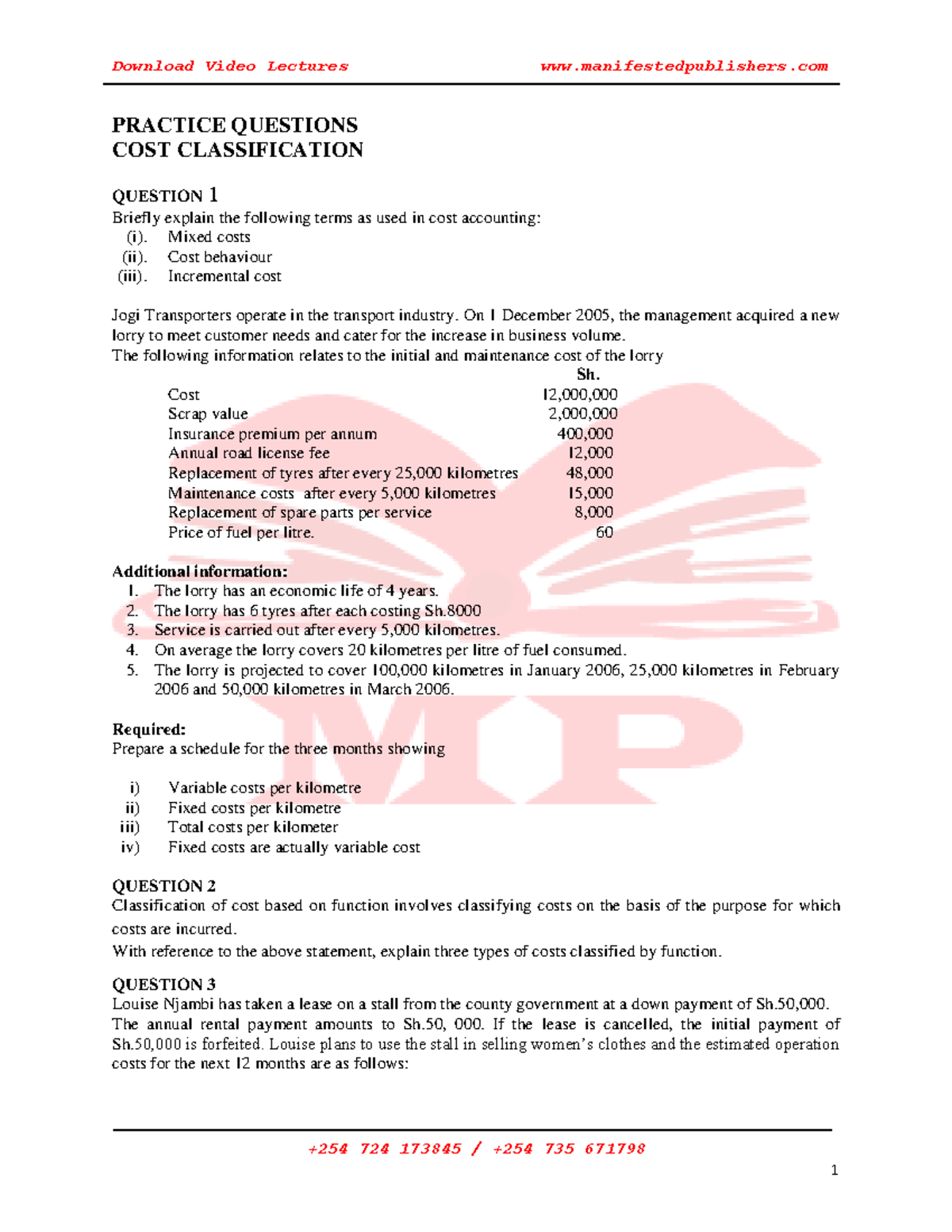 Cost classifi and behavior.pdf Question - Download Video Lectures ...