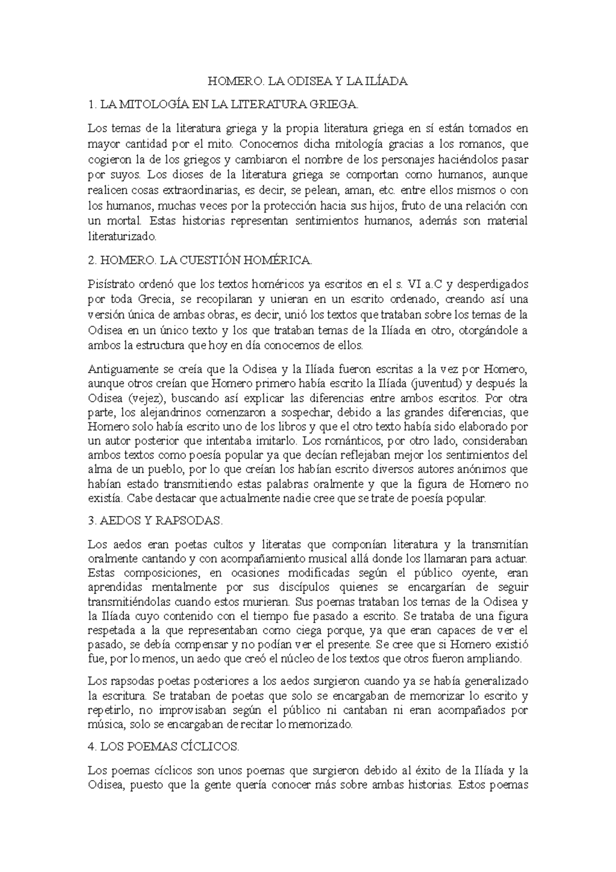 Homero. La Odisea y la Ilíada - HOMERO. LA ODISEA Y LA ILÍADA 1. LA MITOLOGÍA EN LA LITERATURA ...