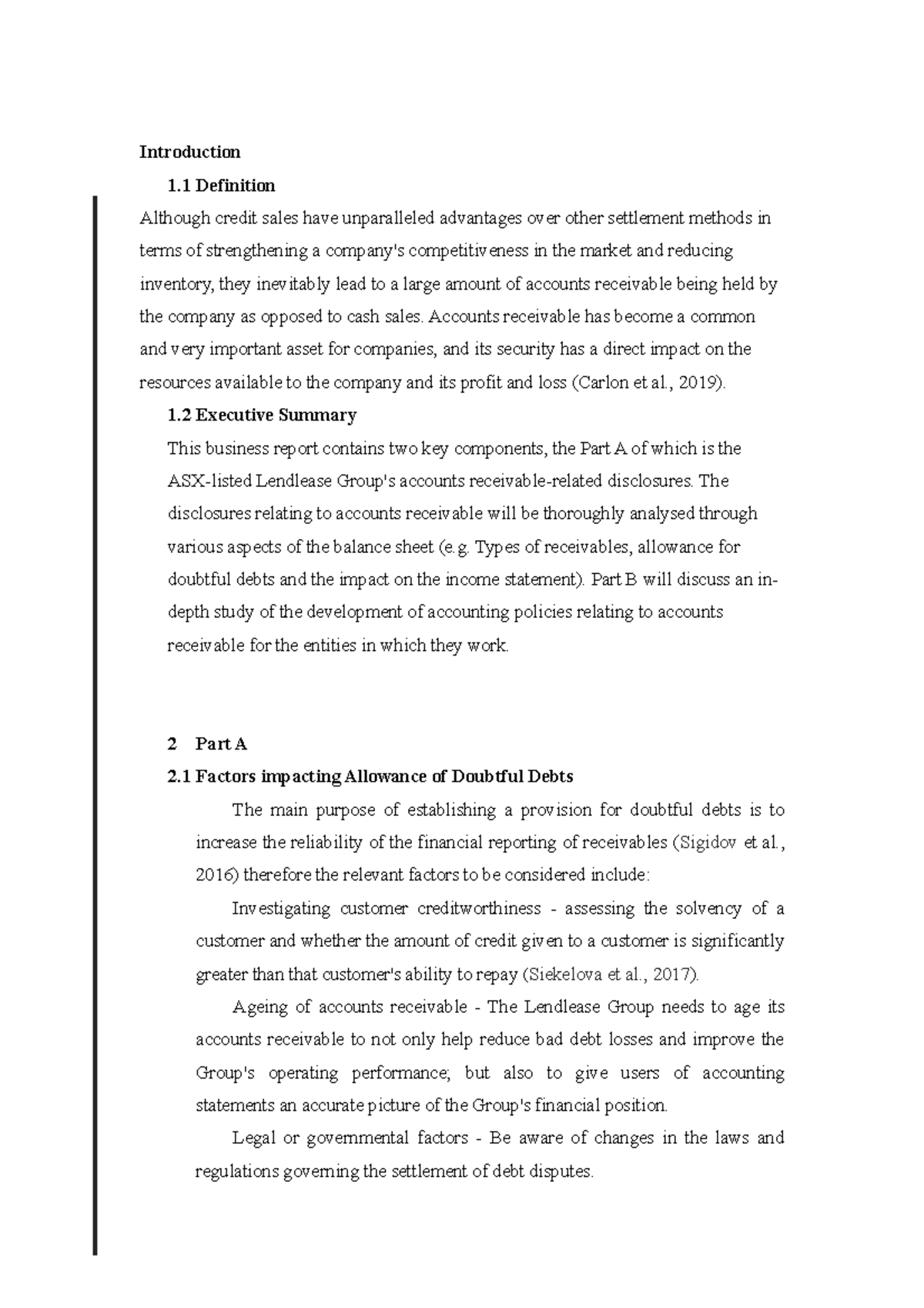 1001 - 1001 - Introduction 1 Definition Although credit sales have ...