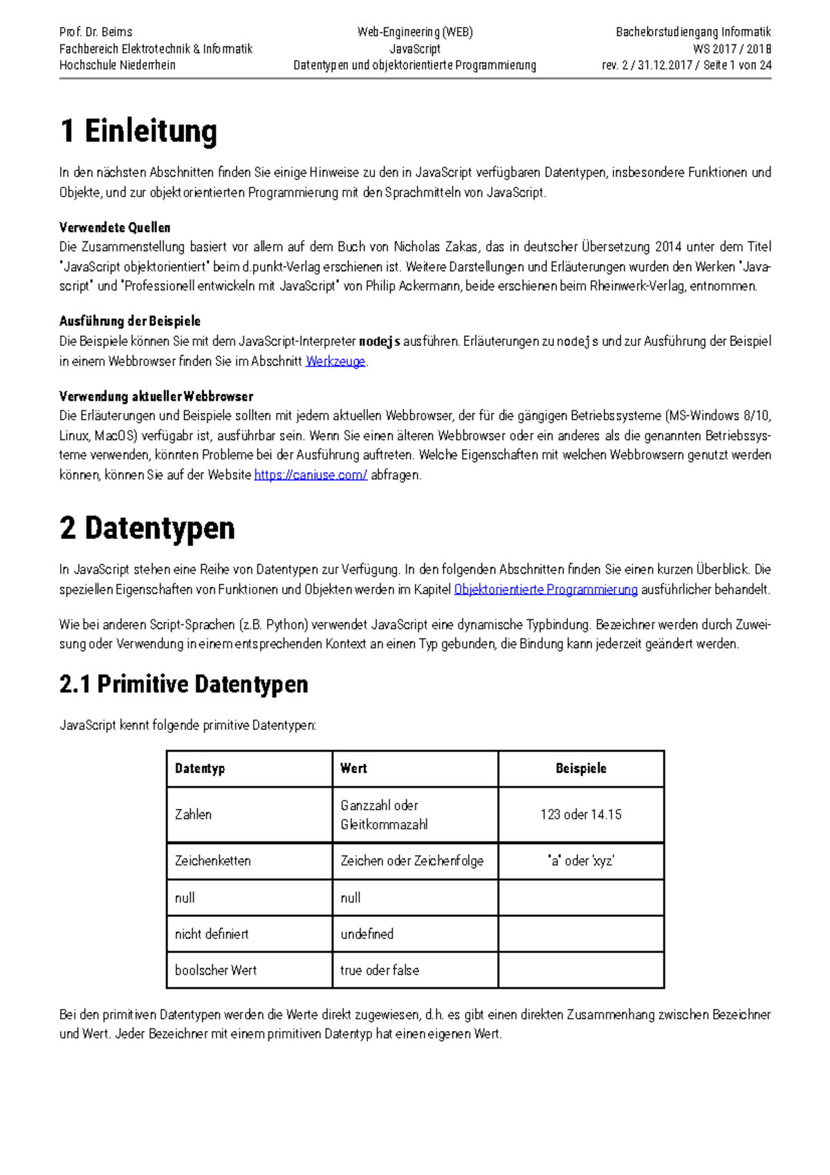 Javascript Grundlagen - 1 Einleitung In den nächsten Abschnitten finden ...