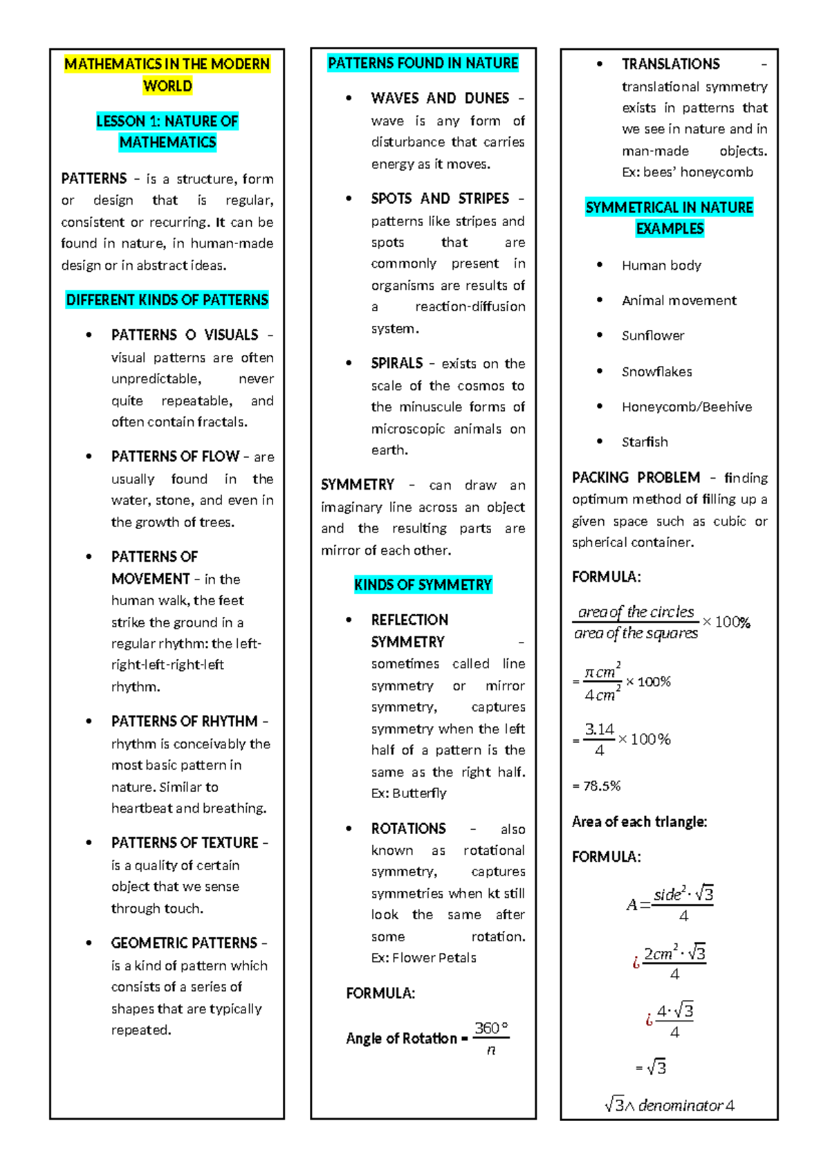 Mathematics in the Modern World - Reviewer - MATHEMATICS IN THE MODERN ...
