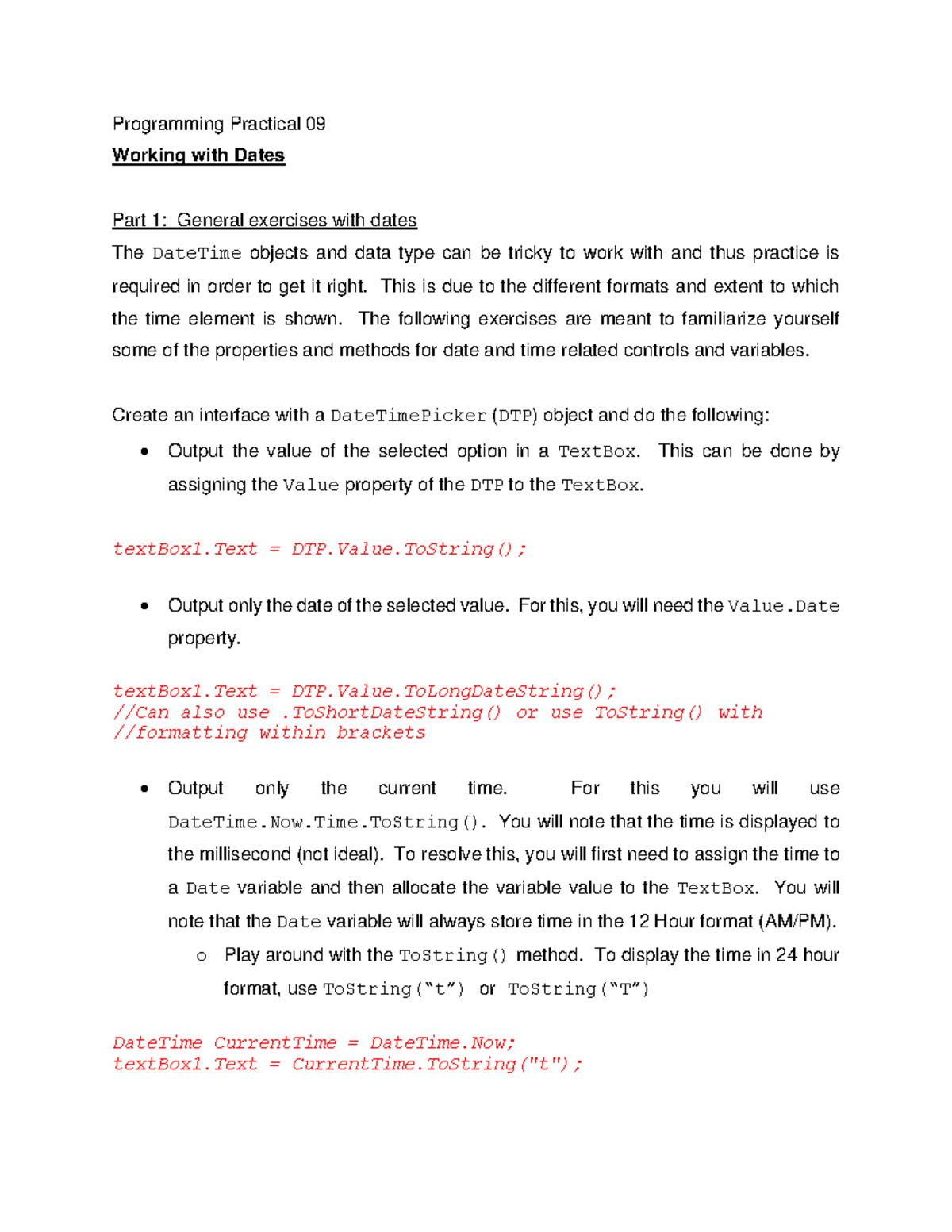 Programming Practical 9 - Suggested Solution - Programming Practical 09 ...