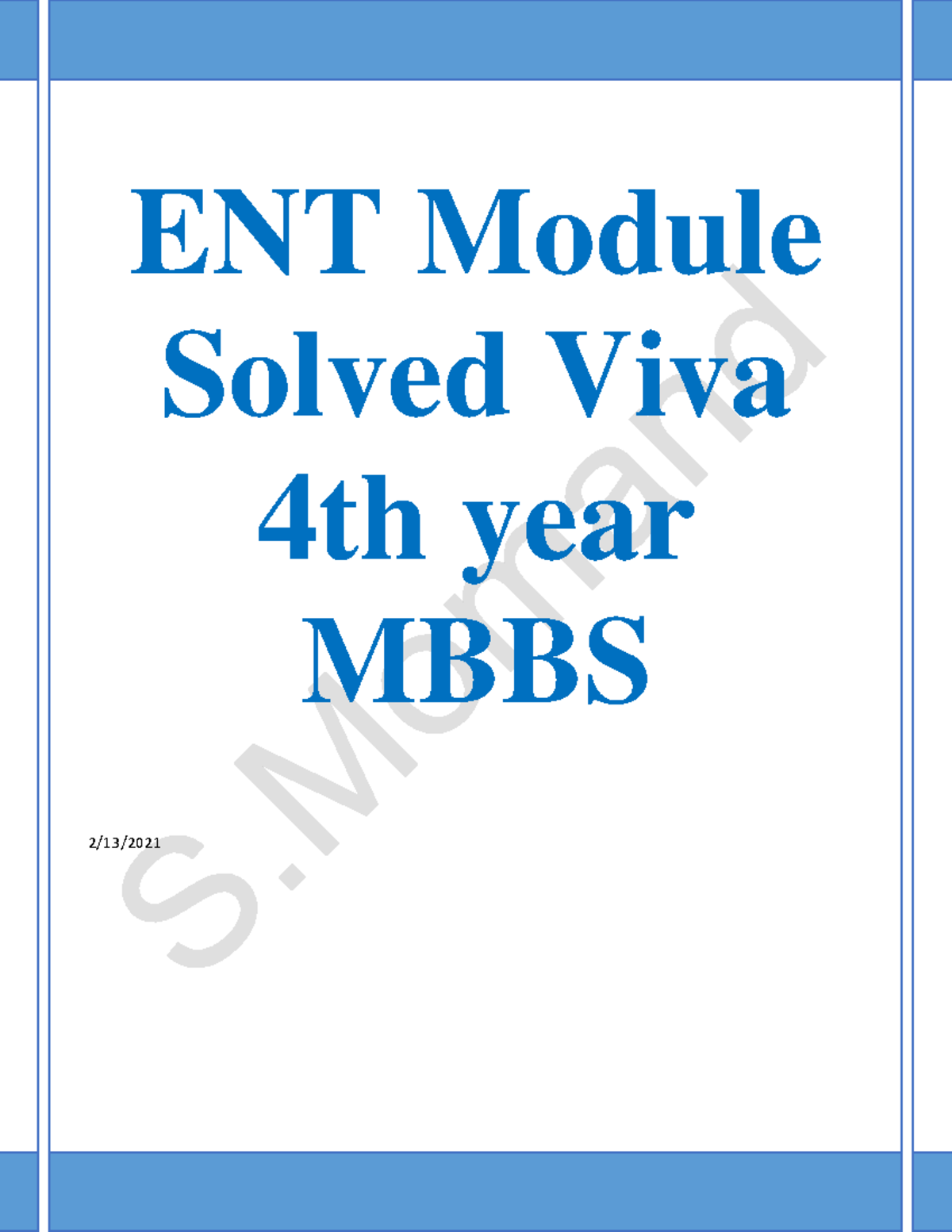ENT Solved viva - Past papers - ENT Module Solved Viva 4th year MBBS 2 ...