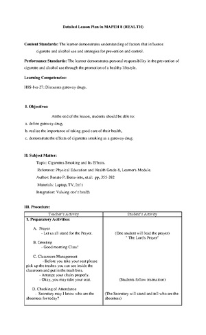 Detailed lesson plan 7ES - IMMACULATE CONCEPTION HIGH SCHOOL OF PITOGO ...