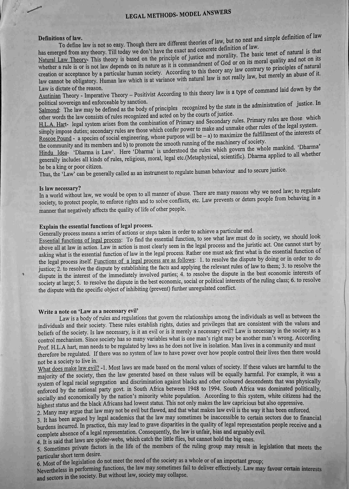 Legal Method Hints - model answer - Legal methods - Studocu