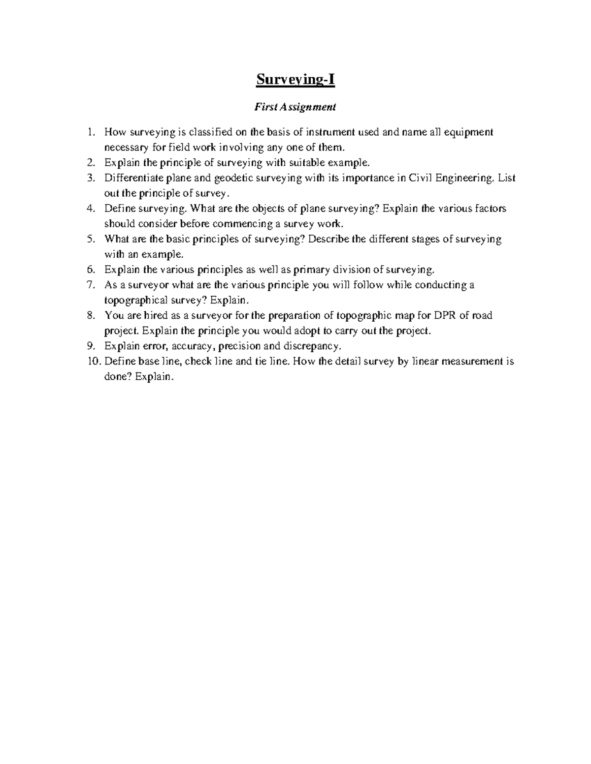 Introduction Assignment 1 - Surveying-I First Assignment How surveying ...