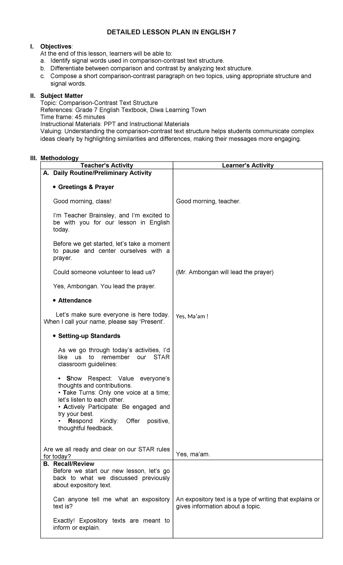 MAPA DLP (G2) - lesson plan in english 7 - DETAILED LESSON PLAN IN ...