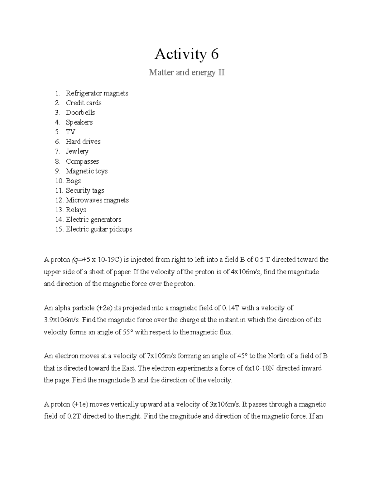 Activity 6 - matter - Activity 6 Matter and energy II Refrigerator ...