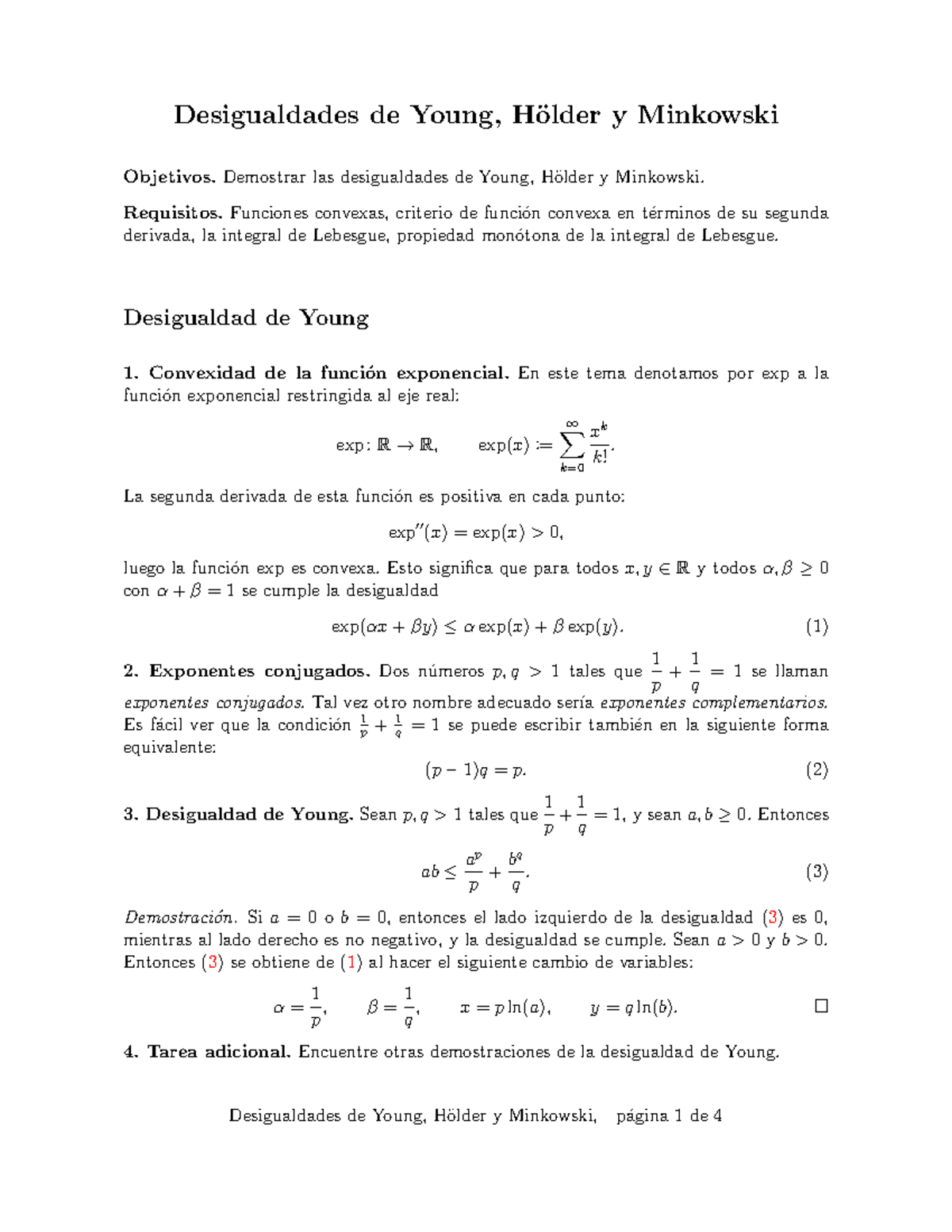 Young Holder Minkowski inequalities es - Desigualdades de Young, H ̈older y Minkowski Objetivos ...