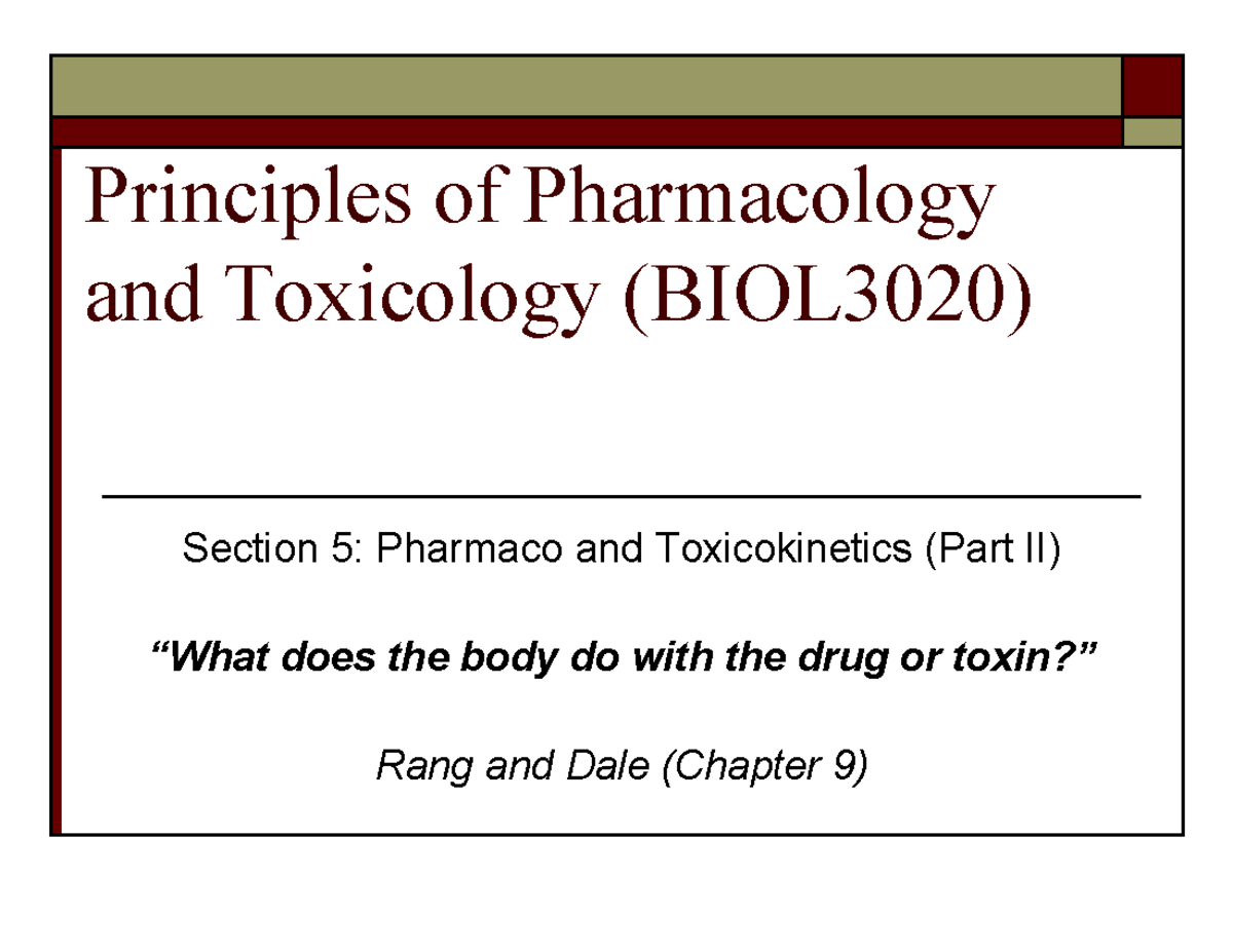 Pharmlec 5part2 - lecture slides - Principles of Pharmacology and ...