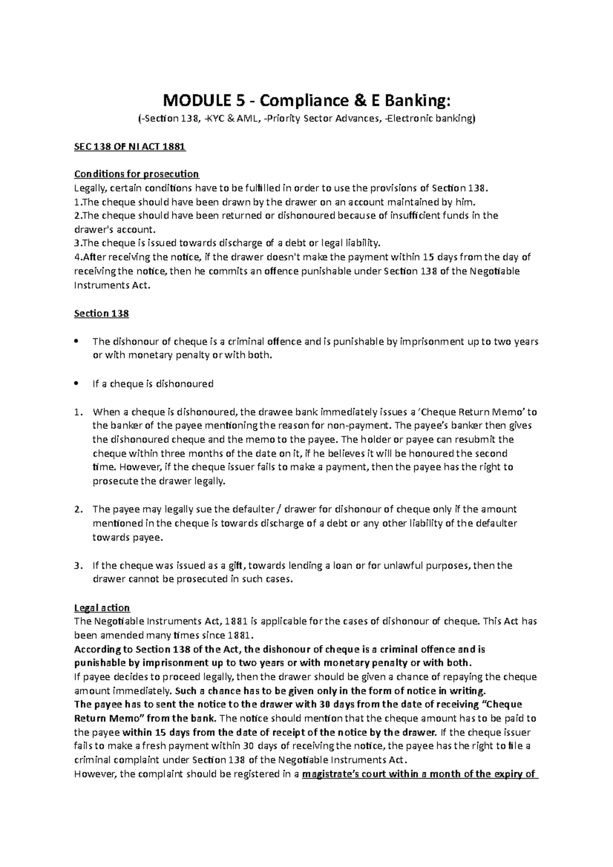 Module 5 - banking notes by Shilpi Agarwal - MODULE 5 - Compliance & E ...