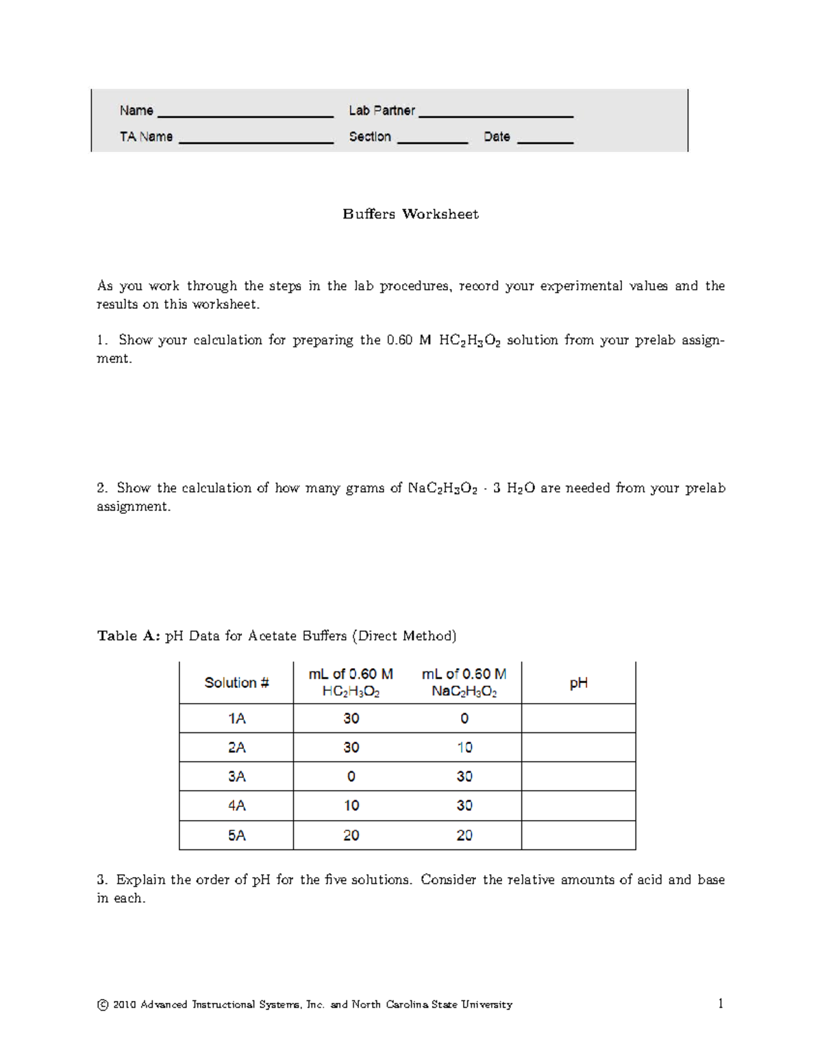 Worksheet - header Buffers Worksheet As you work through the steps in ...
