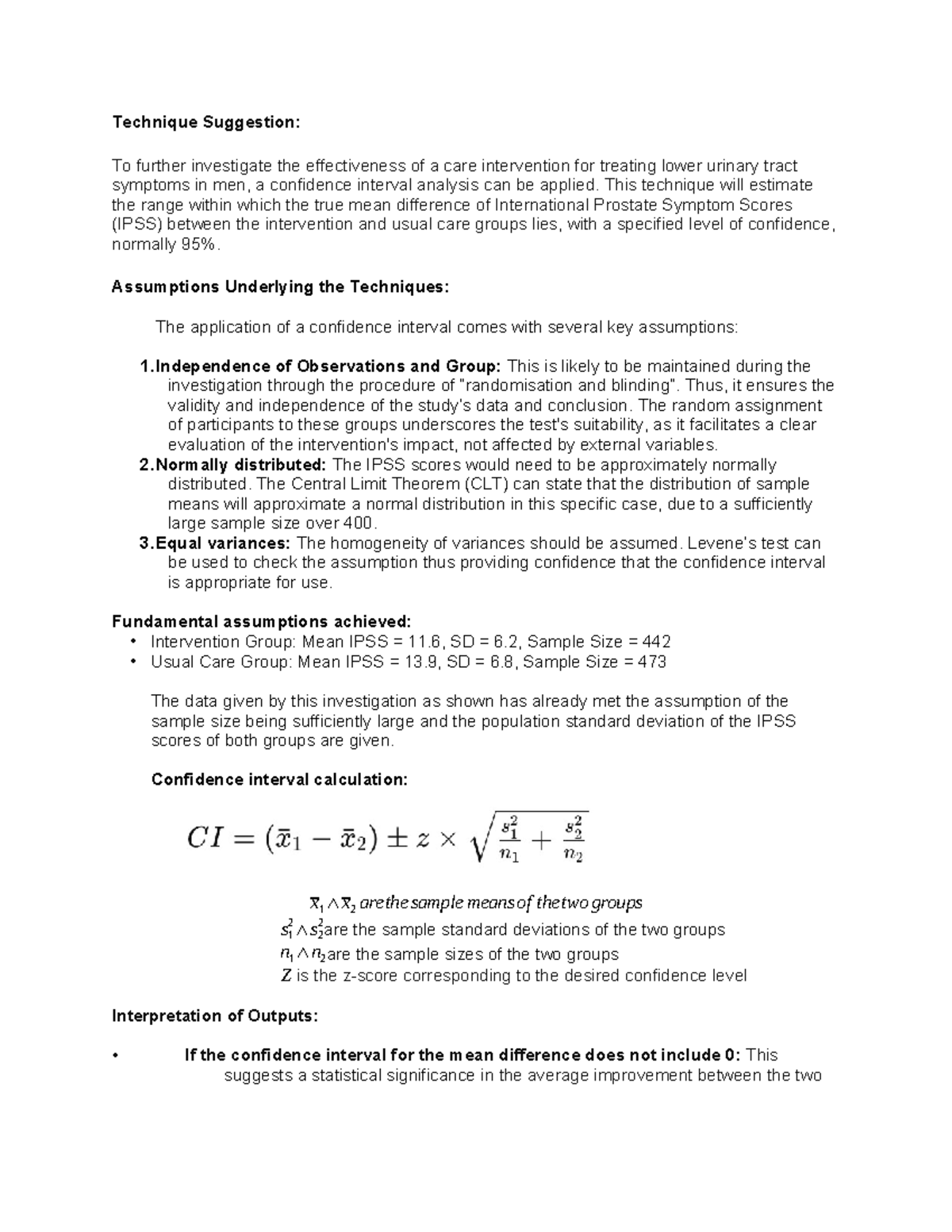 Confidence interval - IA draft paragraph - Technique Suggestion: To ...