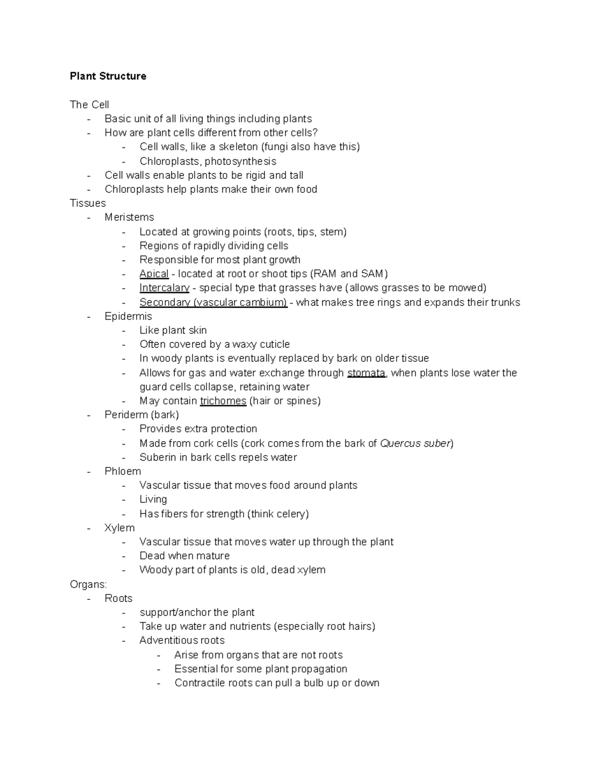 Horticulture chapter 3 - Plant Structure The Cell - Basic unit of all ...