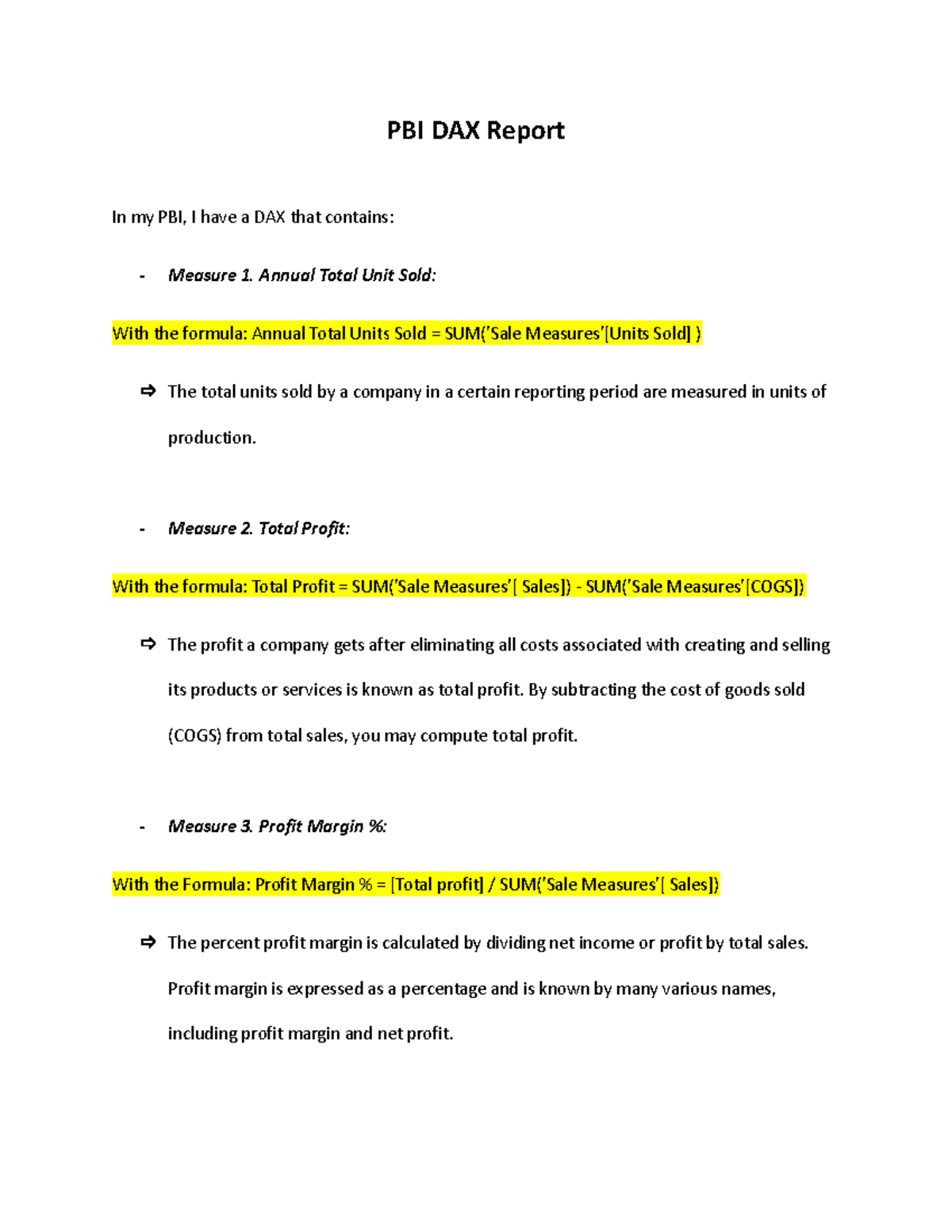 PBI Report - Review - PBI DAX Report In my PBI, I have a DAX that ...