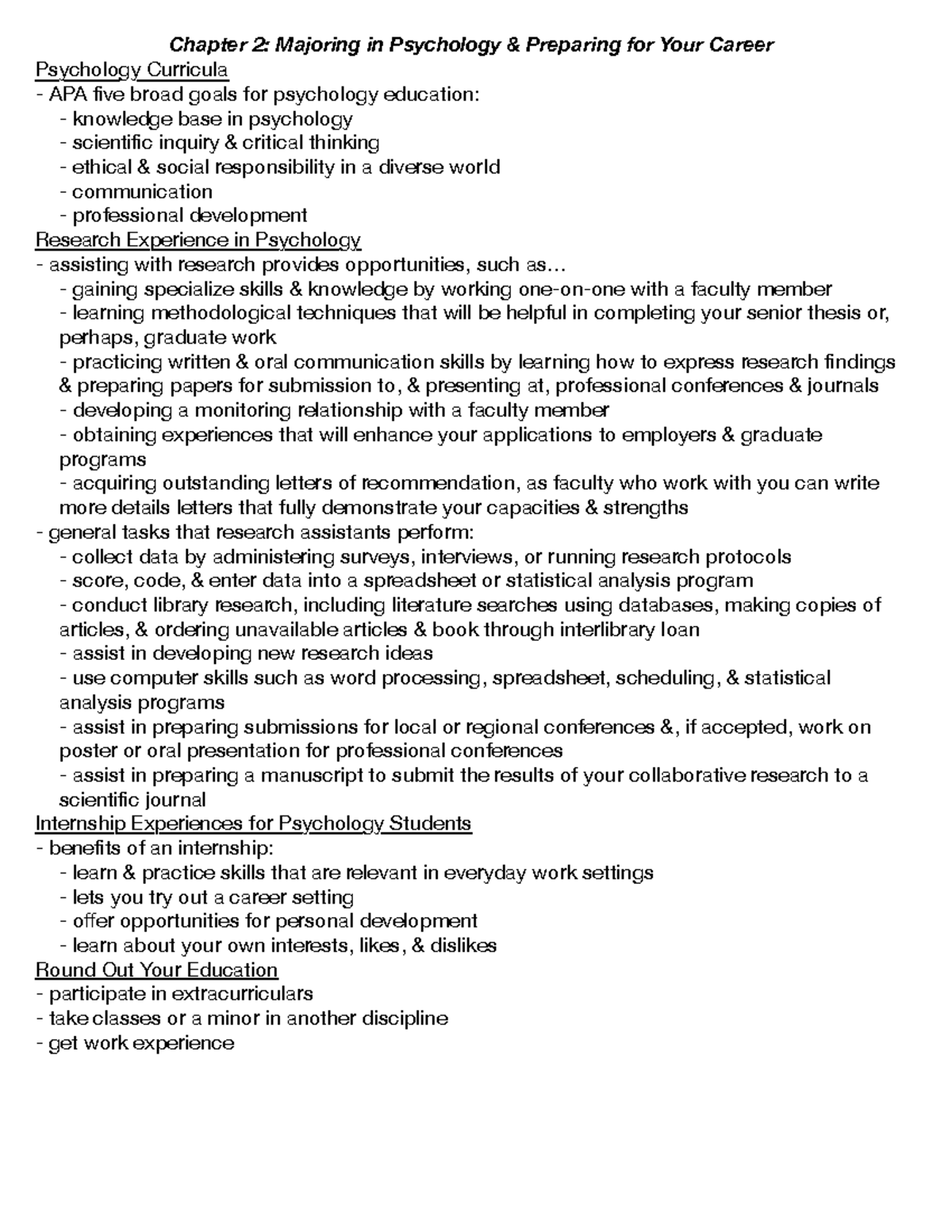 Ch.2 majoring in psychology - Chapter 2: Majoring in Psychology ...