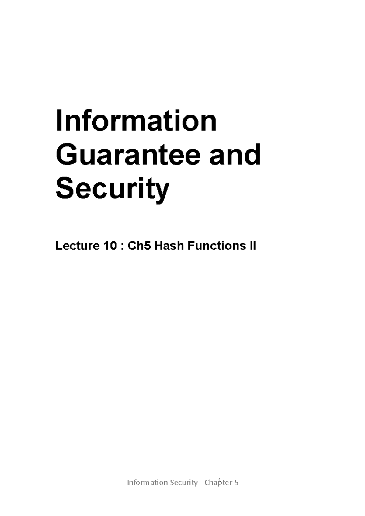 Information Gurantee and Security - Ch5 Lecture 2 - Information Guarantee and Security Lecture ...
