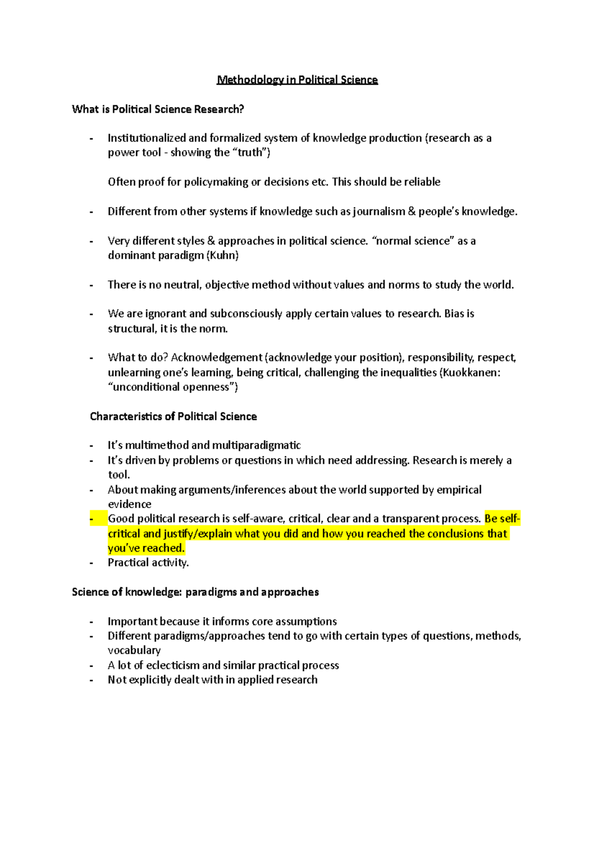 Methodology in Political Science - This should be reliable Different ...