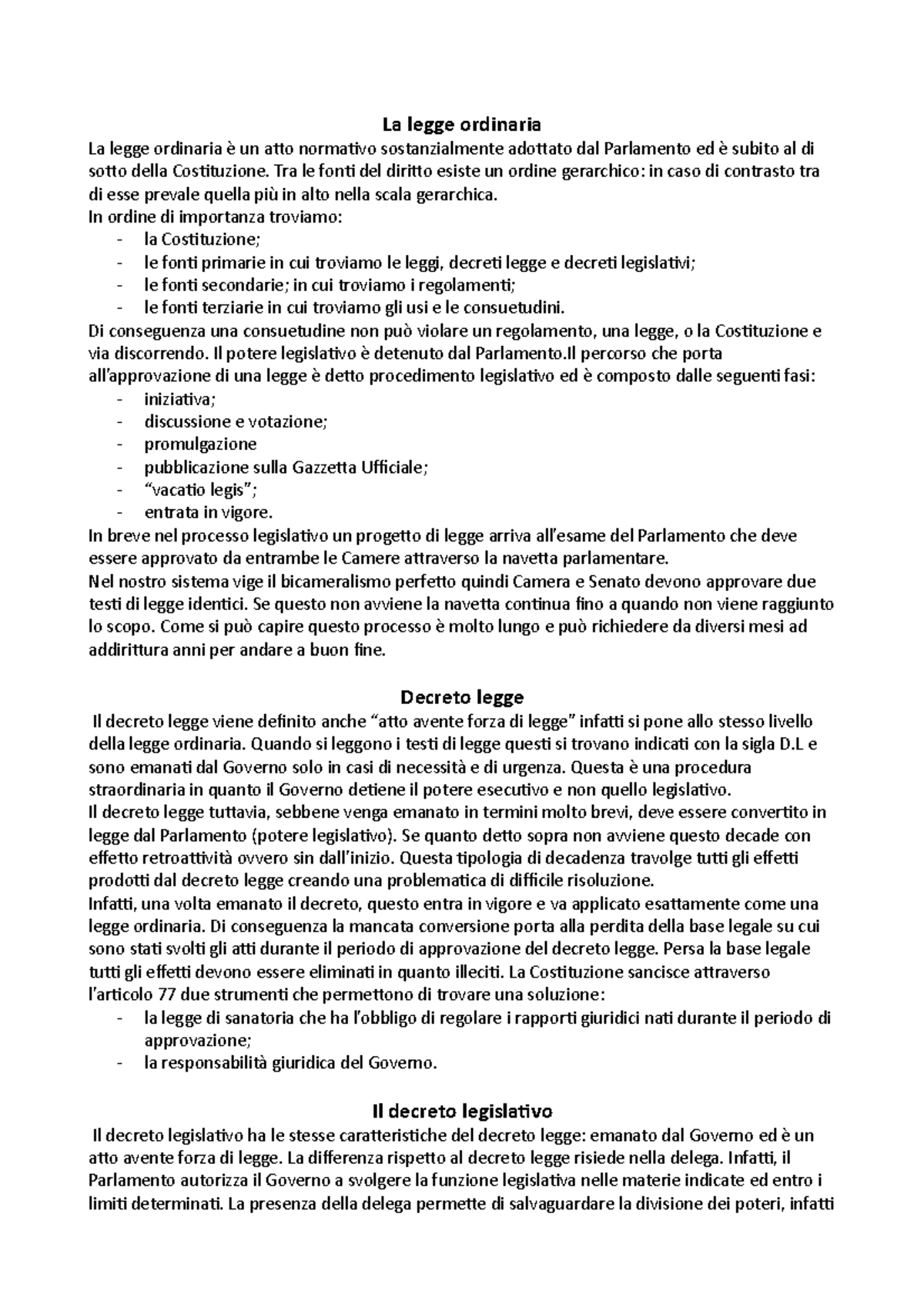 Legge ordinaria, decreto legge e decreto legislativo - La legge ...