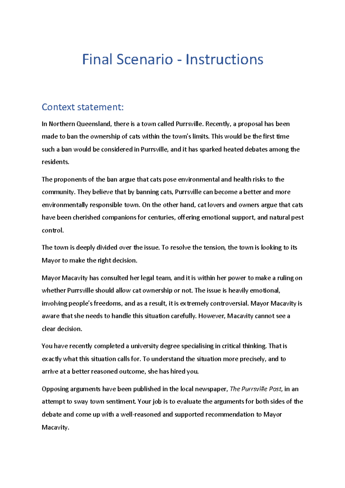 1. Final Scenario Instructions S2 2023 - Final Scenario - Instructions ...