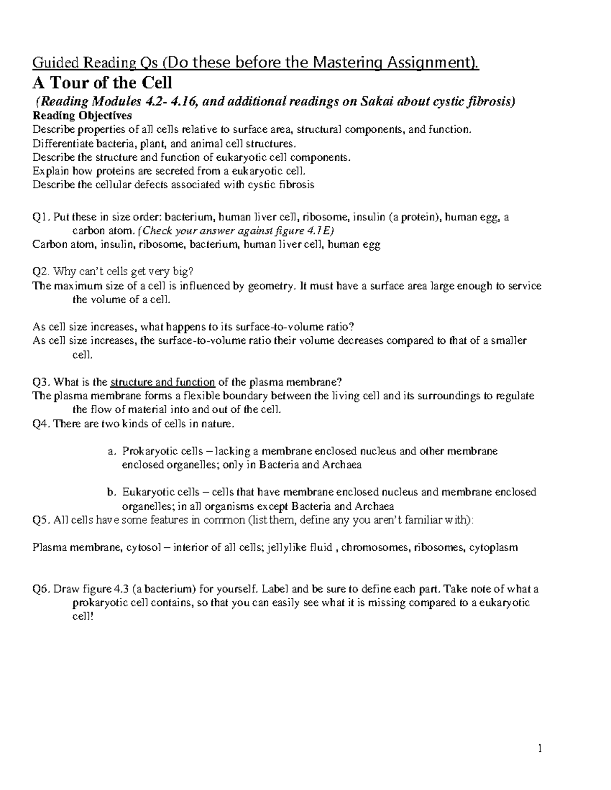 Lesson 3 GRQs A Tour of the Cell - Guided Reading Qs (Do these before ...