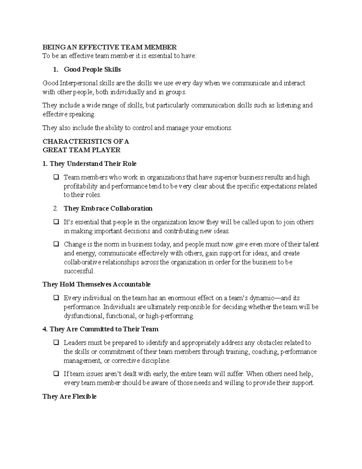 Being an Effective Team Member - BEING AN EFFECTIVE TEAM MEMBER To be ...