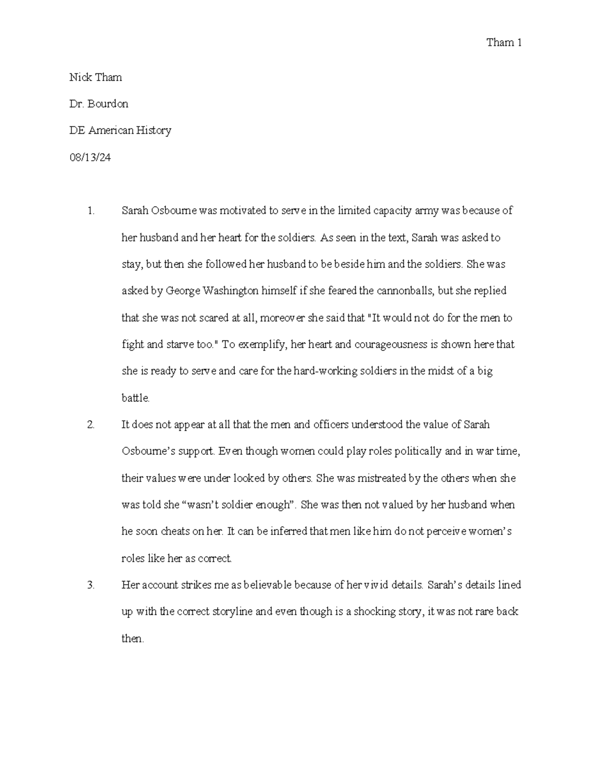 Reading 1 - dsa - Tham 1 Nick Tham Dr. Bourdon DE American History 08 ...