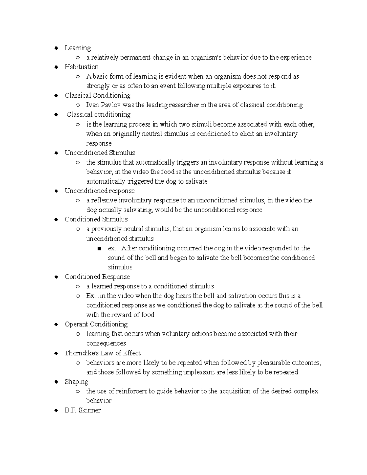 Chapter 6 - Learning - Learning a relatively permanent change in an ...
