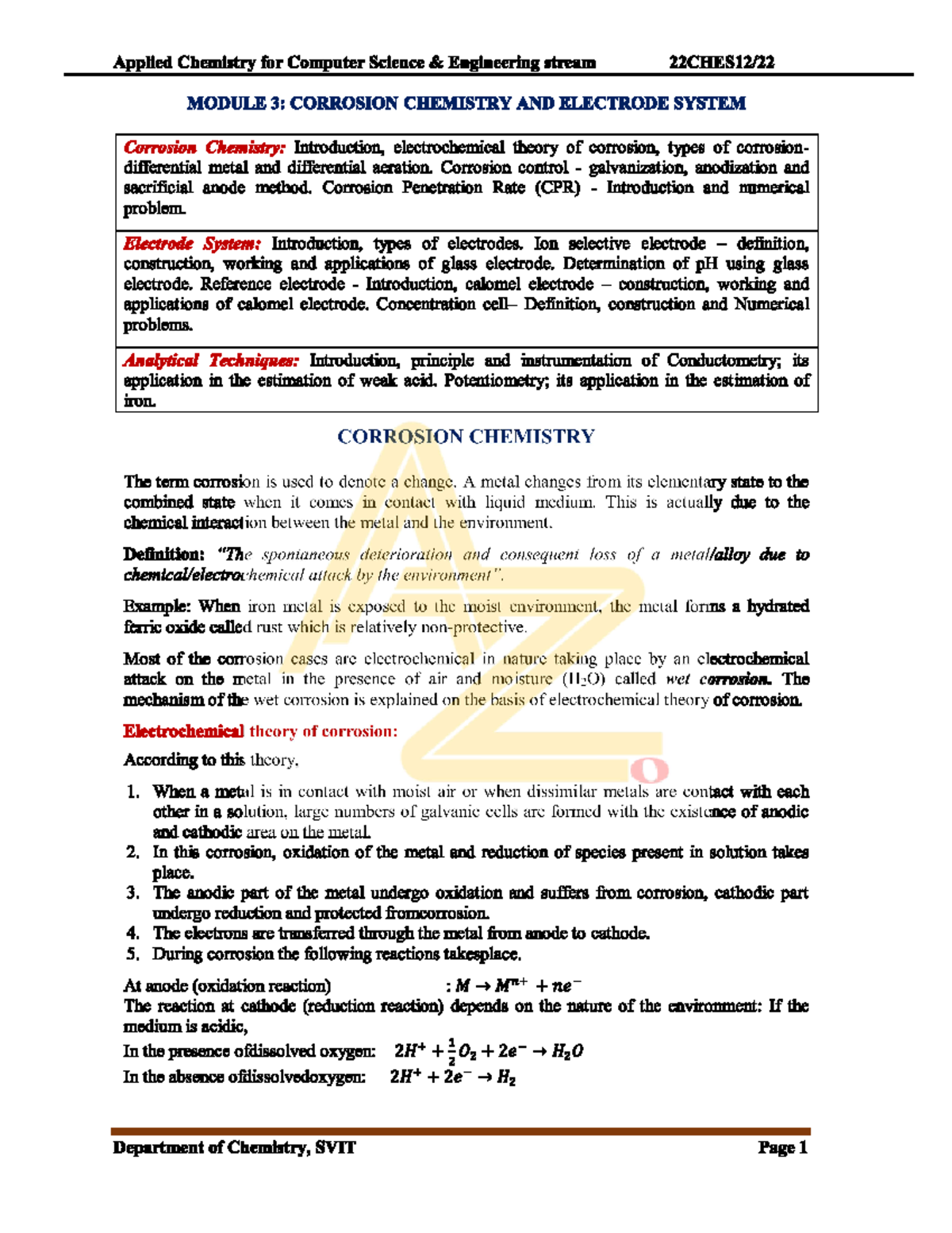 Chem module 01 - 1 st sem cse - Studocu