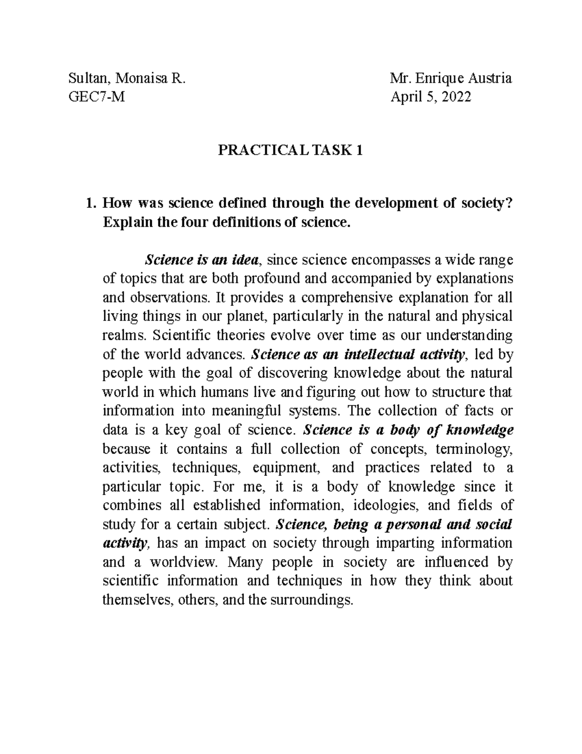 Module 3- Practical Task 1 and 2 - Sultan, Monaisa R. Mr. Enrique ...