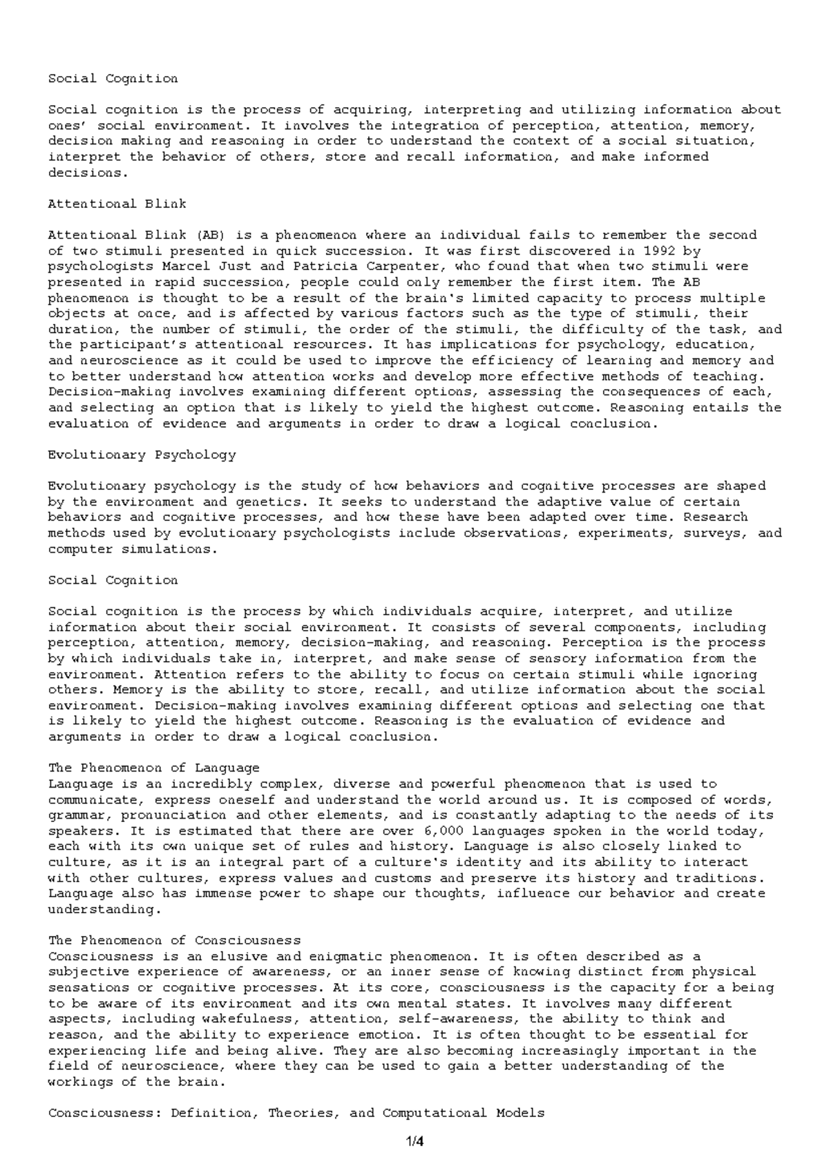 Cognitive Science 2 - Lectures - Social Cognition Social cognition is the process of acquiring ...