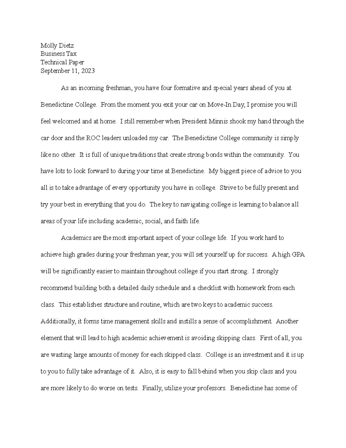 Technical Paper - Molly Dietz Business Tax Technical Paper September 11 ...