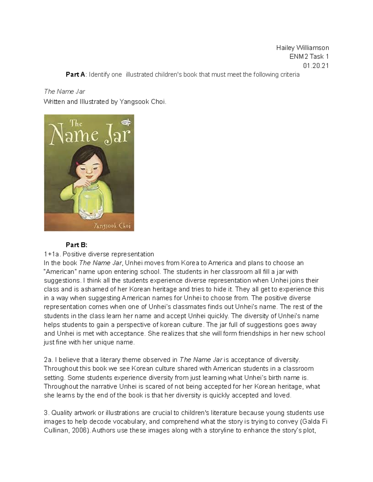 Childrens Lit Task 1 - Hailey Williamson ENM2 Task 1 01. Part A ...