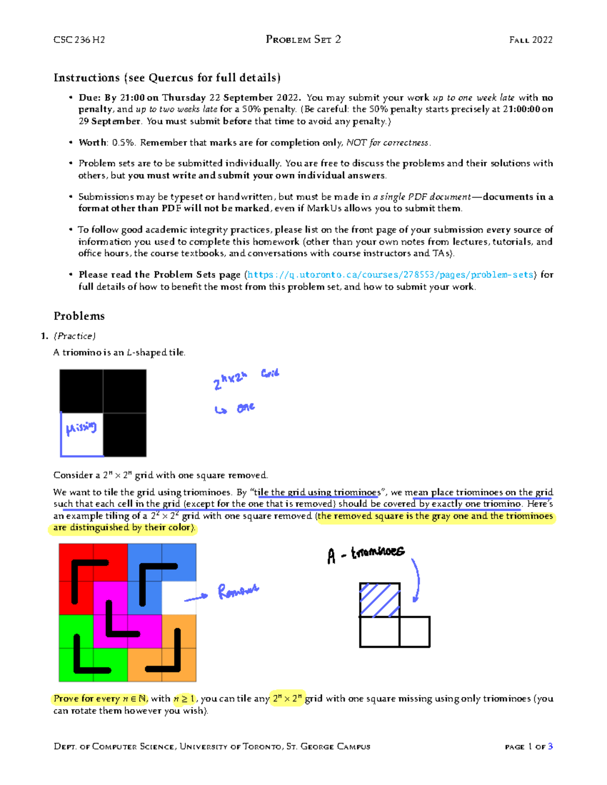 Problem Set 02, with solutions CSC236 - ####### CSC 236 H2 Problem Set ...