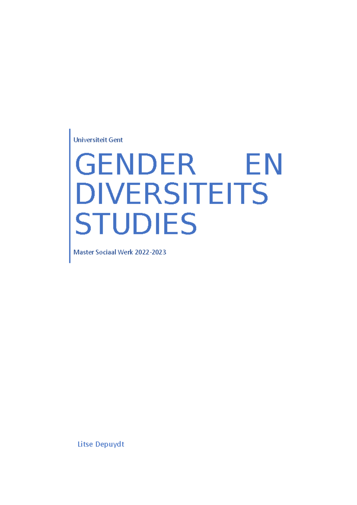 Sv gen en div - Universiteit Gent GENDER EN DIVERSITEITS STUDIES Master ...