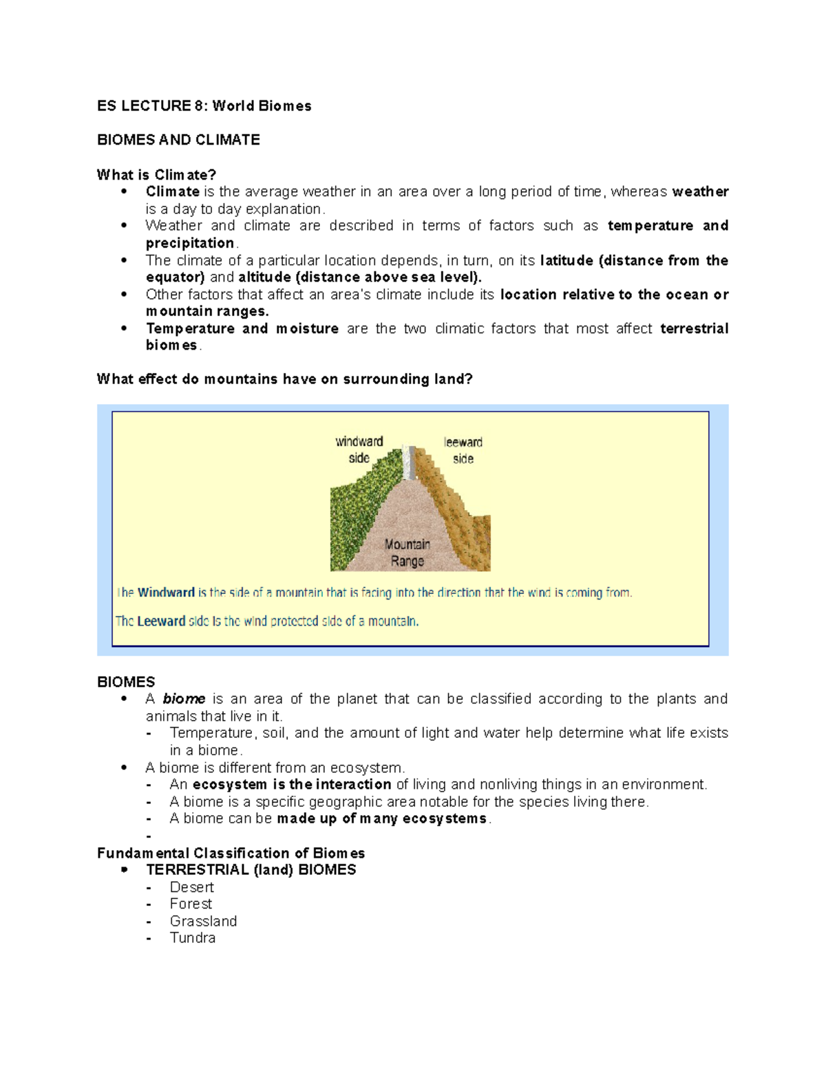 GEE1-Lesson 8 - Environmental Science - ES LECTURE 8: World Biomes ...