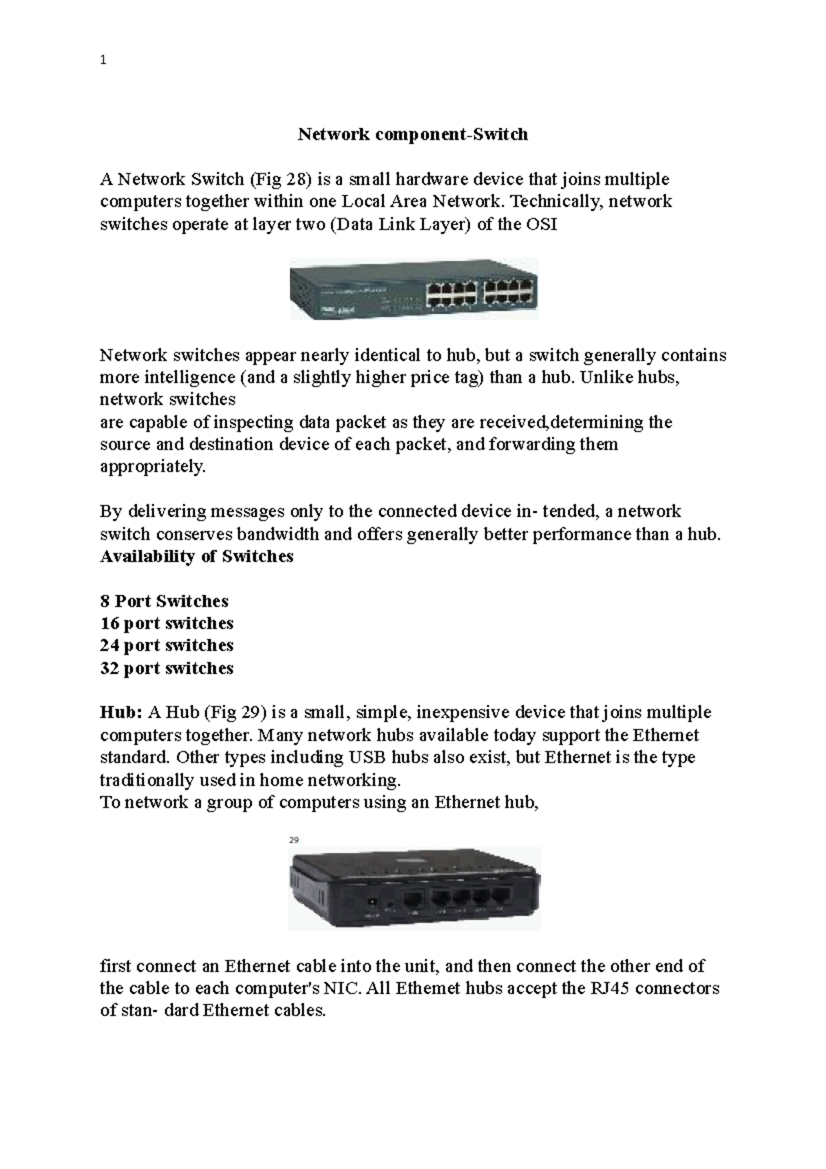 Network component-Types of switchs - Network component-Switch A Network ...