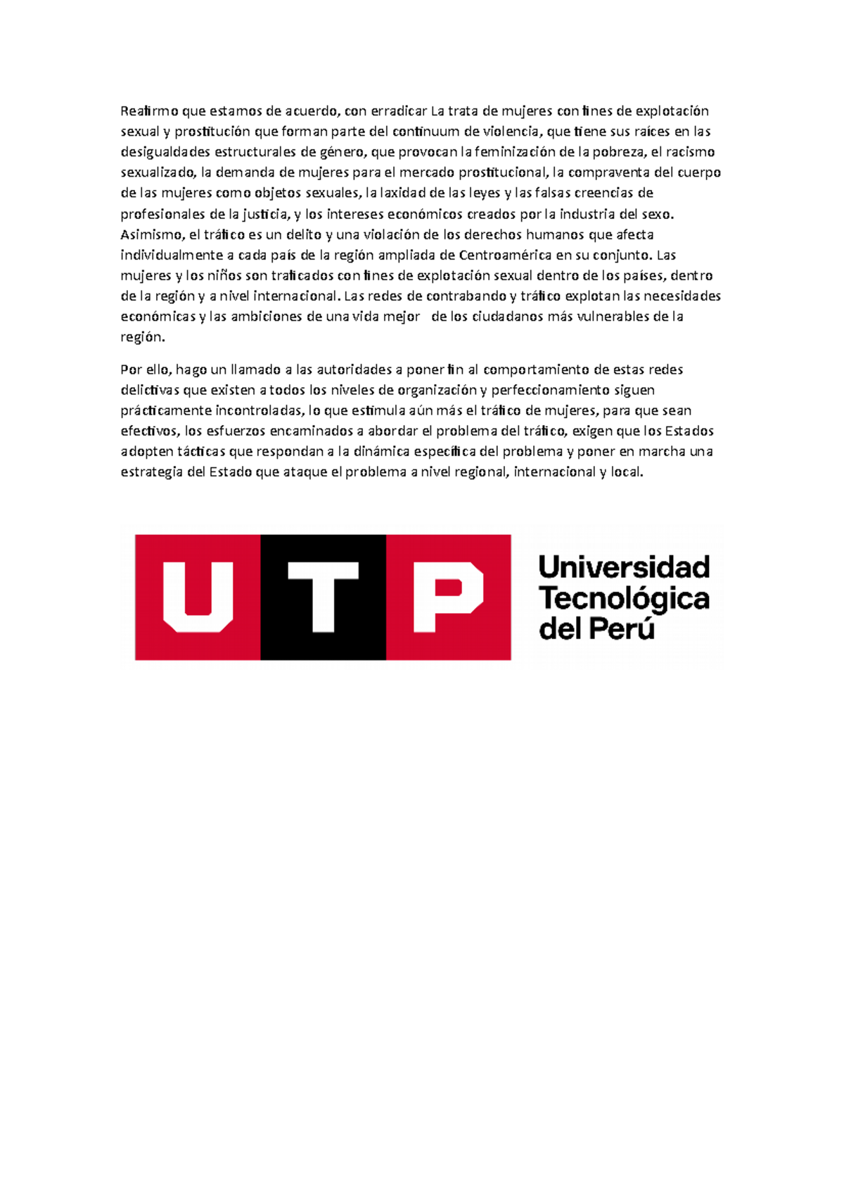 Conclusion - ASDASF - Reafirmo que estamos de acuerdo, con erradicar La ...