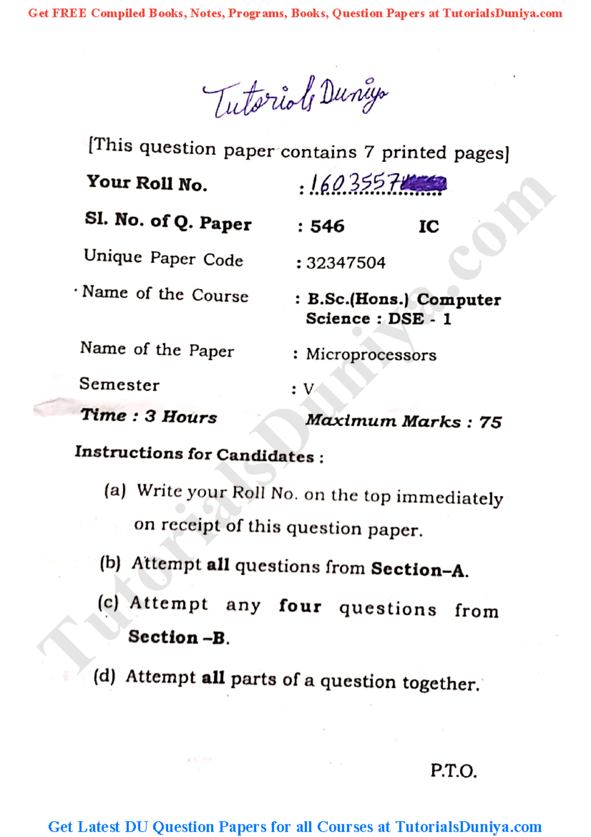 Microprocessor question paper 2018 - Tutorialsduniya - TutorialsDuniya TutorialsDuniya - Studocu
